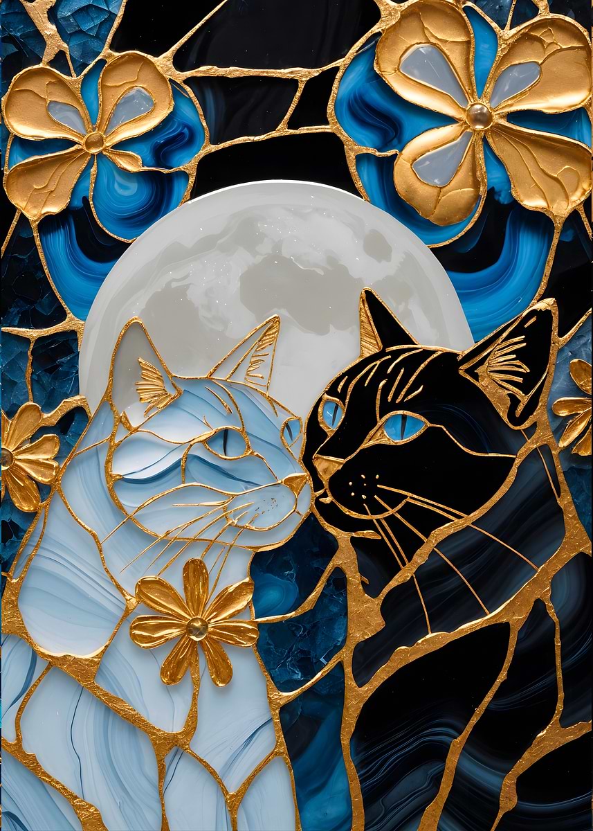 'Love Cat Kintsugi Art' Poster, picture, metal print, paint by Illust ...