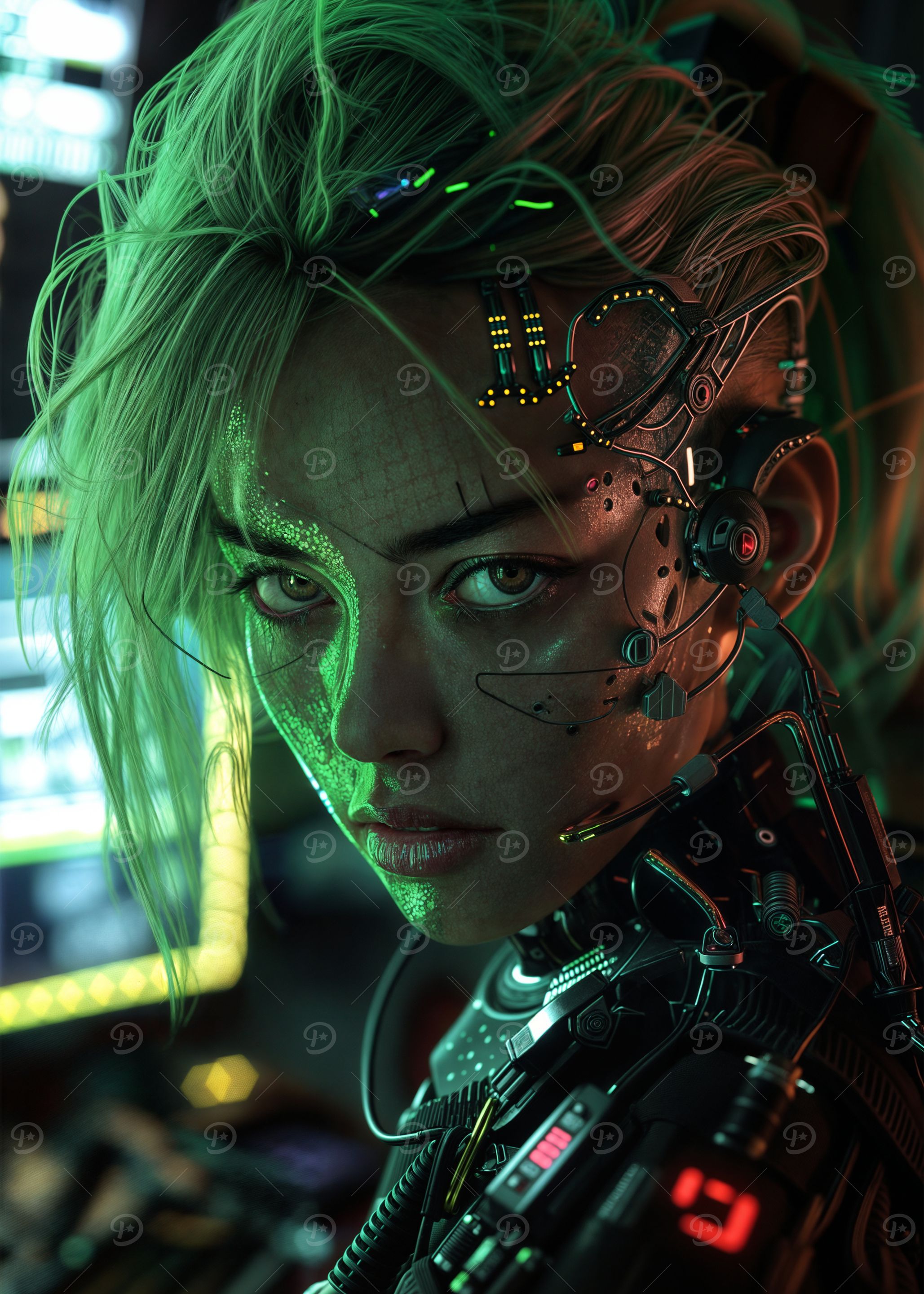 'Cyberpunk Female Portrait' Poster, picture, metal print, paint by ...