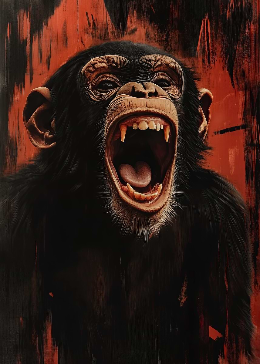 'Chimpanzee Yelling' Poster, picture, metal print, paint by Taftafa ...