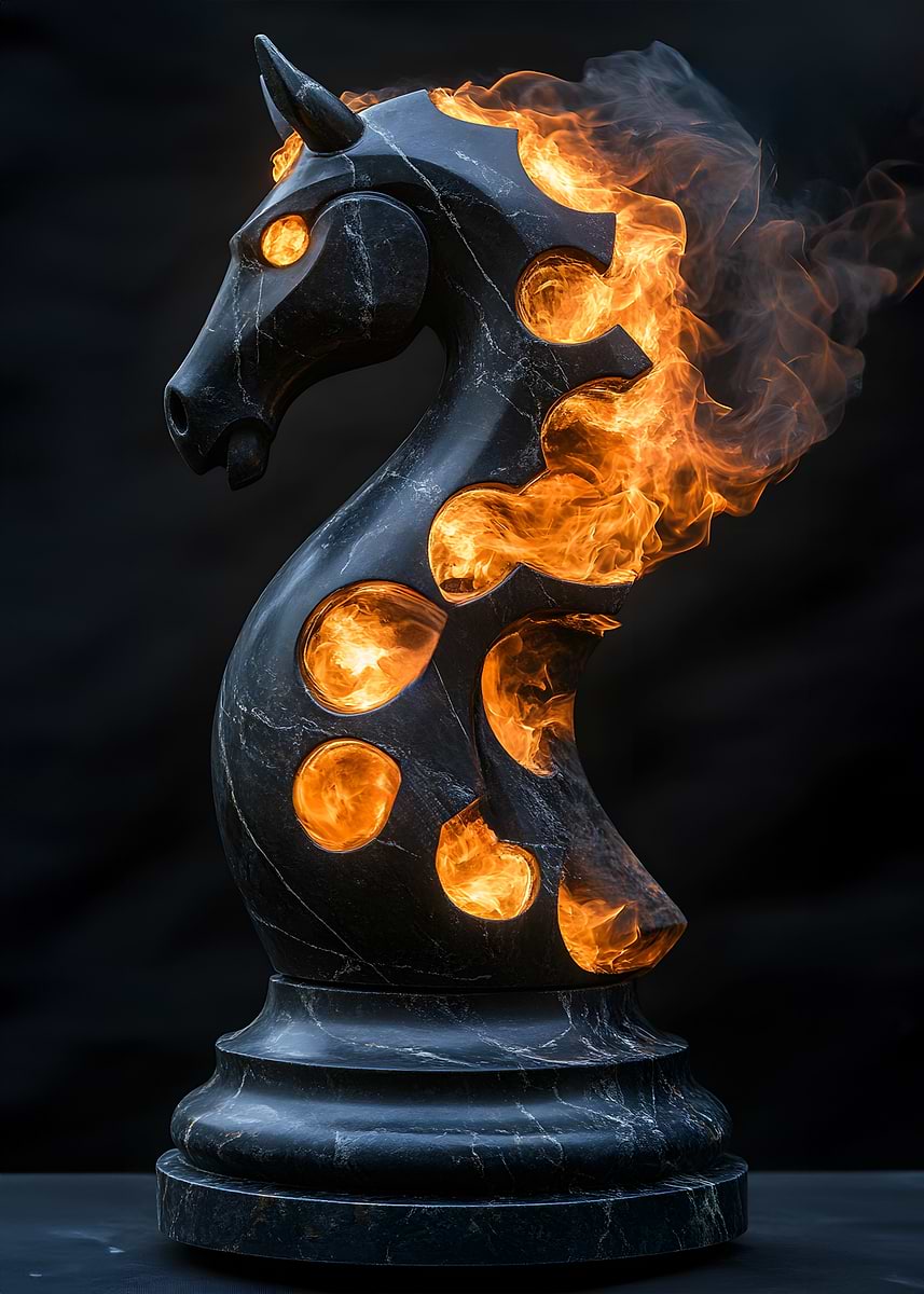 'Burning Knight Chess Piece' Poster, picture, metal print, paint by ...