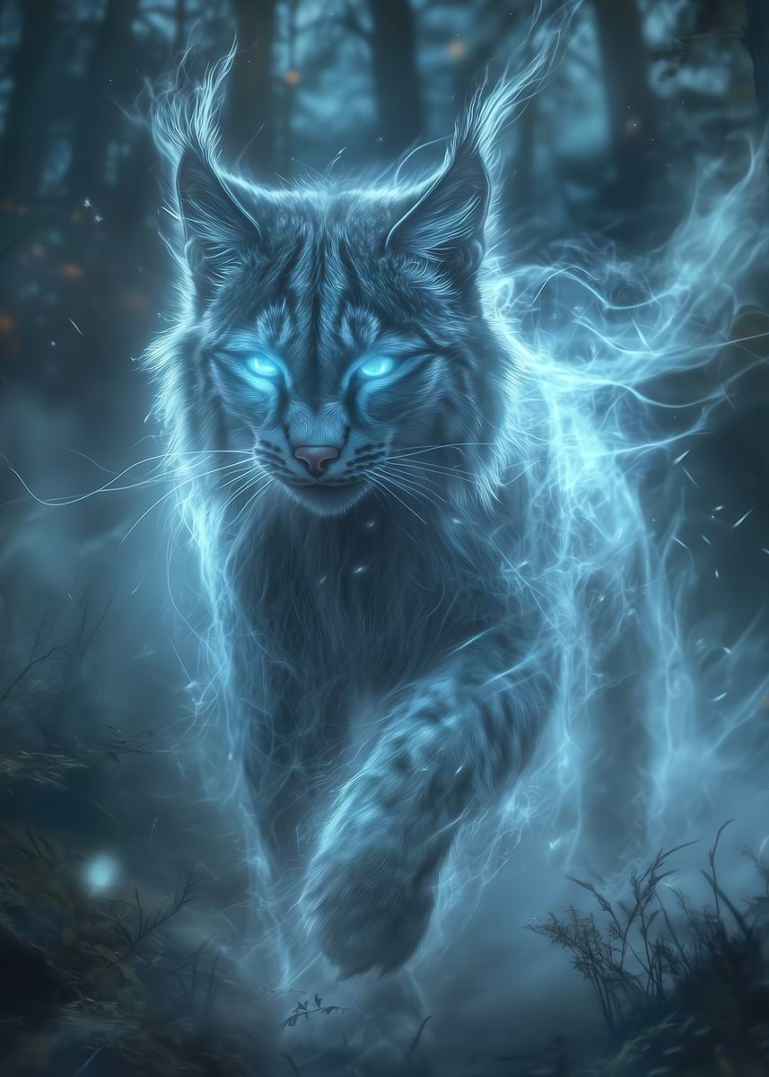 'Mystical Lynx' Poster, picture, metal print, paint by Ilyrin | Displate