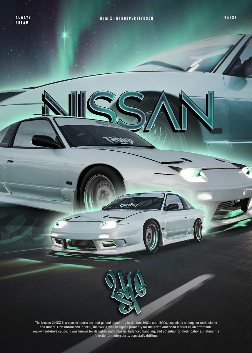 'Nissan 240SX' Poster, picture, metal print, paint by MHM | Displate
