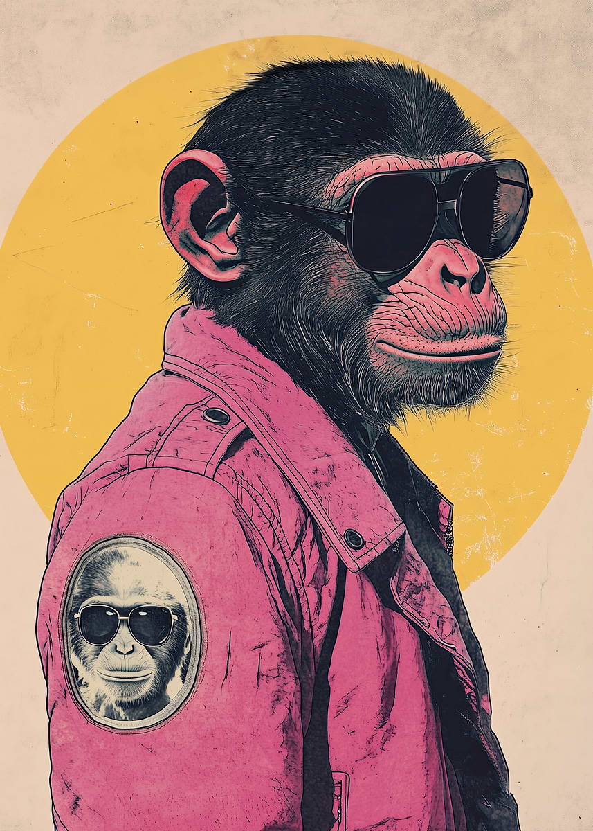 'Cool Chimp in Sunglasses' Poster, picture, metal print, paint by Tafa ...
