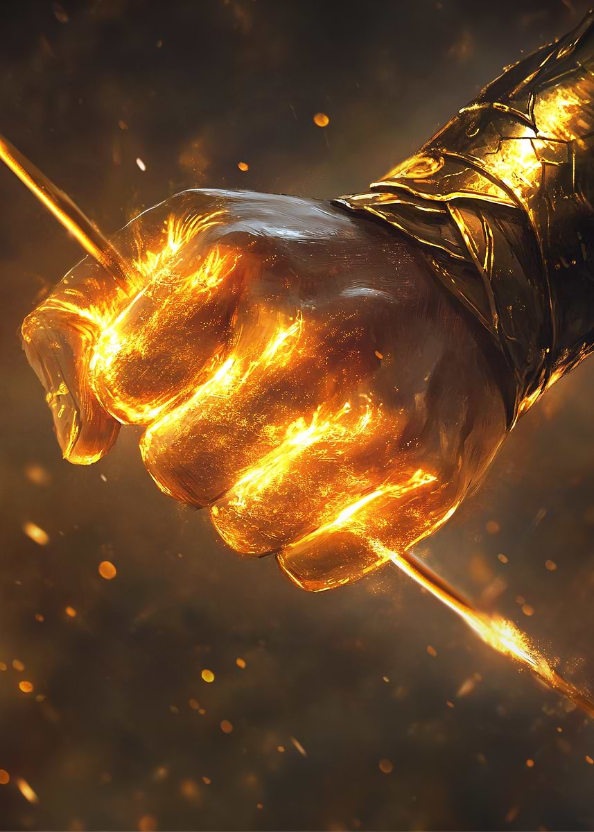 'Fiery Fist & Arrow' Poster, picture, metal print, paint by Leoni ...