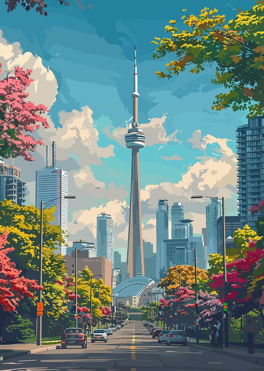 'Toronto Skyline with CN Tower' Poster, picture, metal print, paint by ...