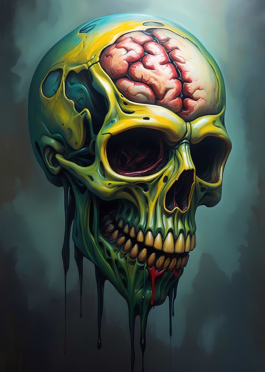 'Zombie Skull' Poster, picture, metal print, paint by lotsadesigns ...