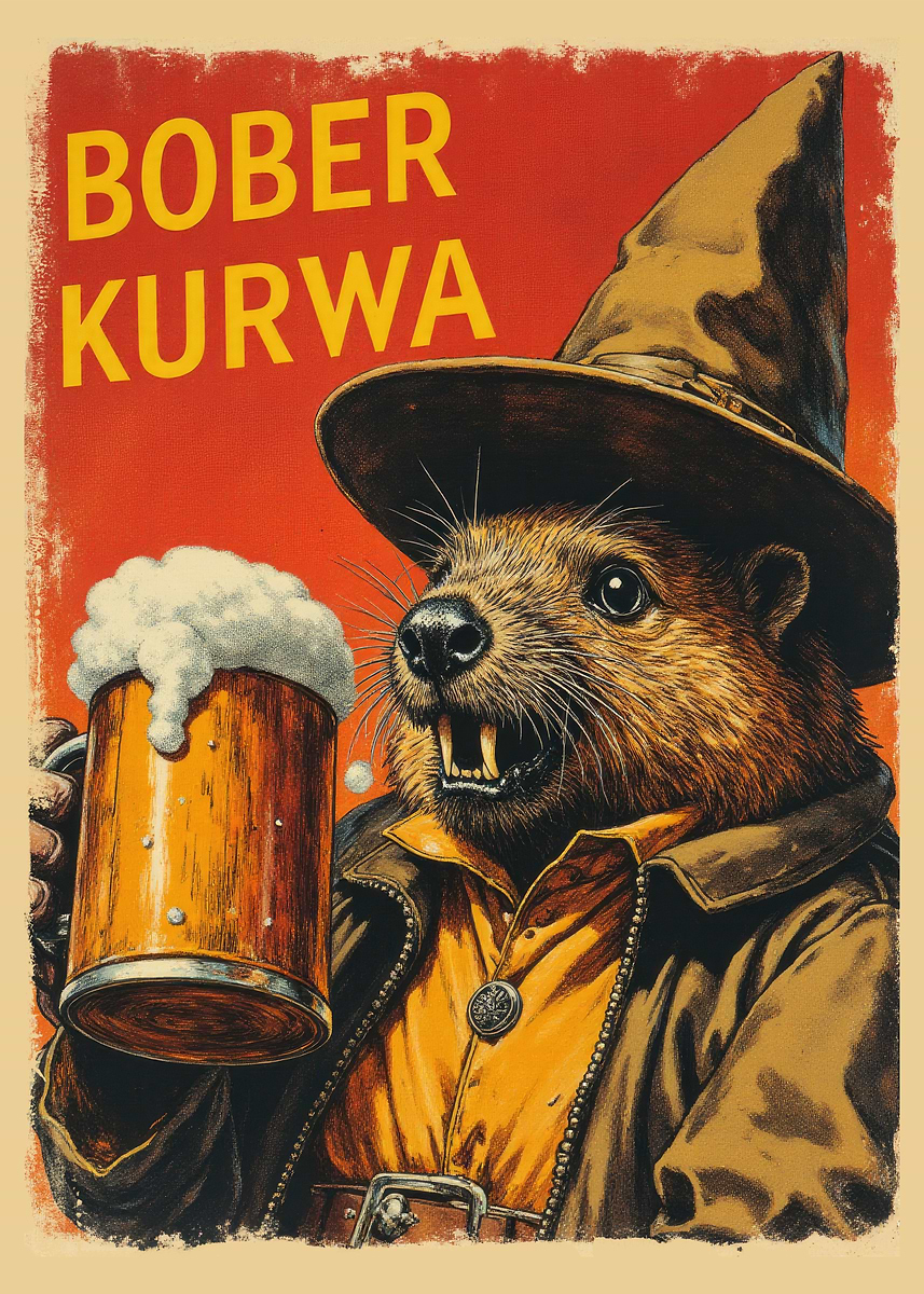 'Vintage Bober Kurwa Beer ' Poster, picture, metal print, paint by ...