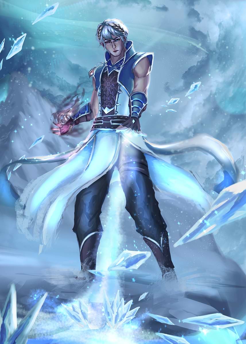 'Theo, the ice mage ' Poster, picture, metal print, paint by ...