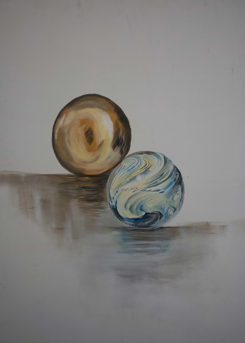 'Two Marbles Still Life' Poster, picture, metal print, paint by ...