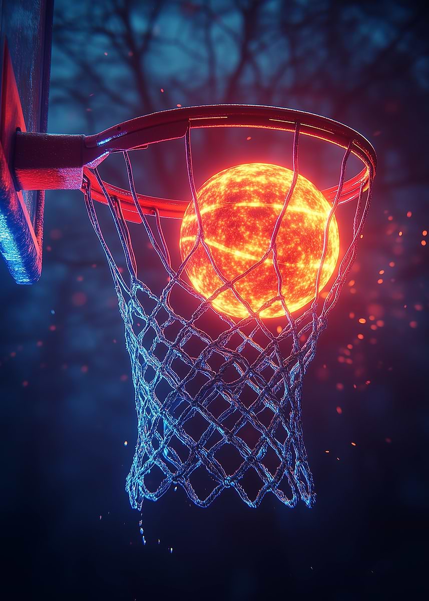 'Fiery Basketball Hoop' Poster, picture, metal print, paint by Astelo ...