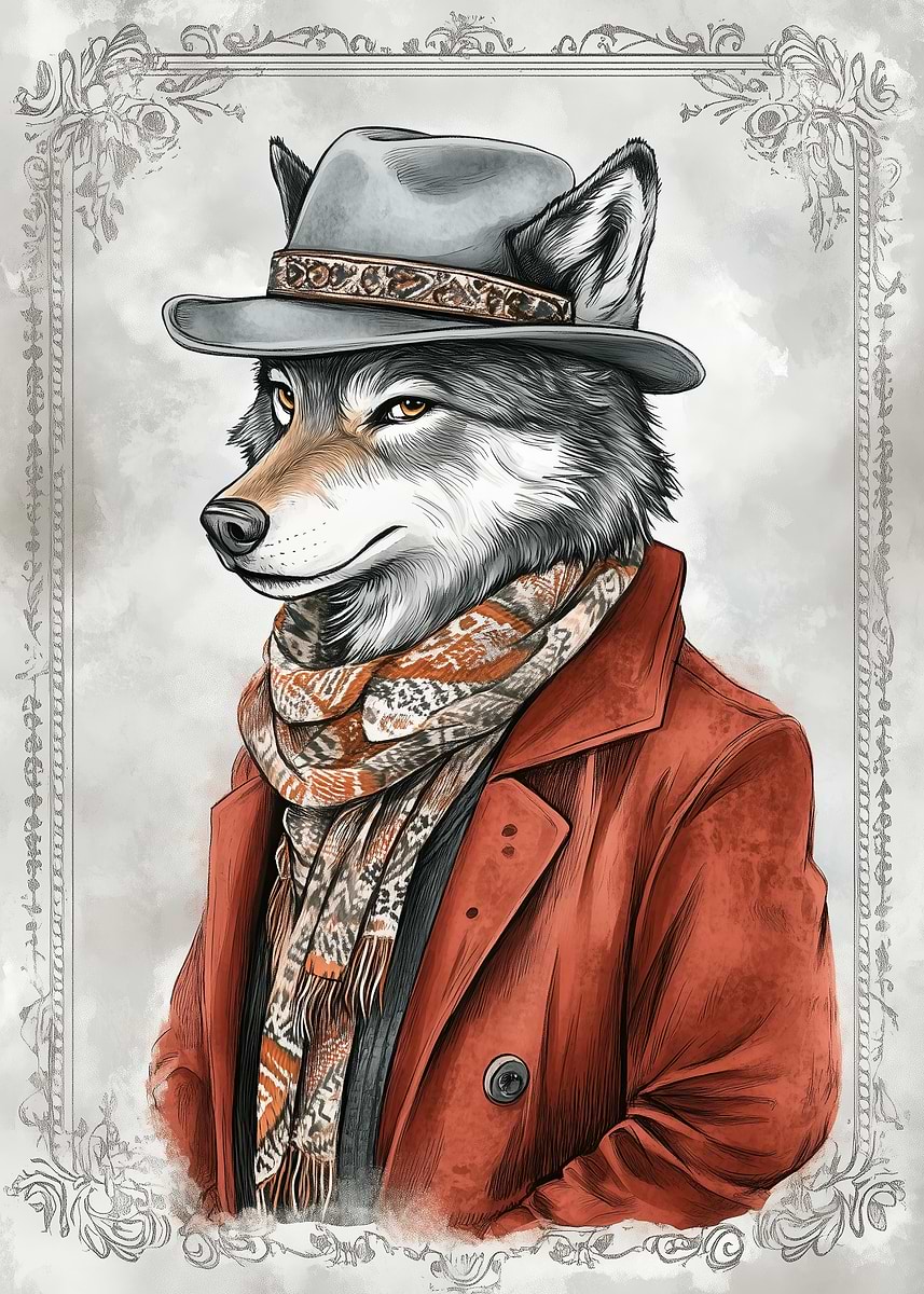 'Wolf in a Fedora' Poster, picture, metal print, paint by Taftafa ...