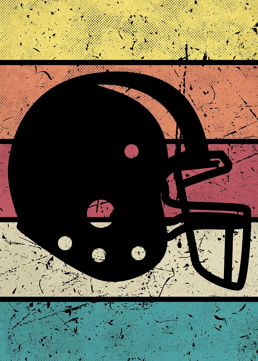 'Football Helmet Retro Design' Poster, picture, metal print, paint by ...