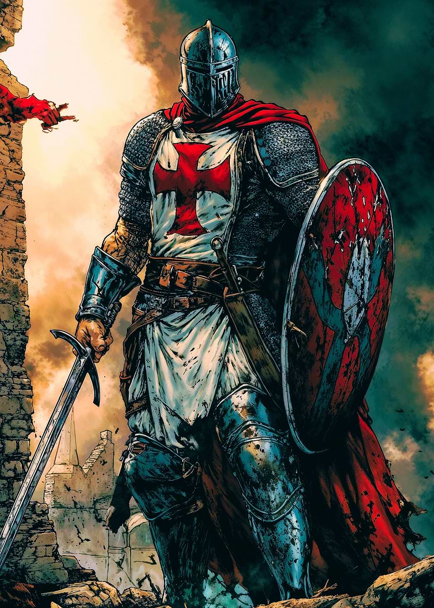 'Crusader Knight Artwork' Poster, picture, metal print, paint by ...