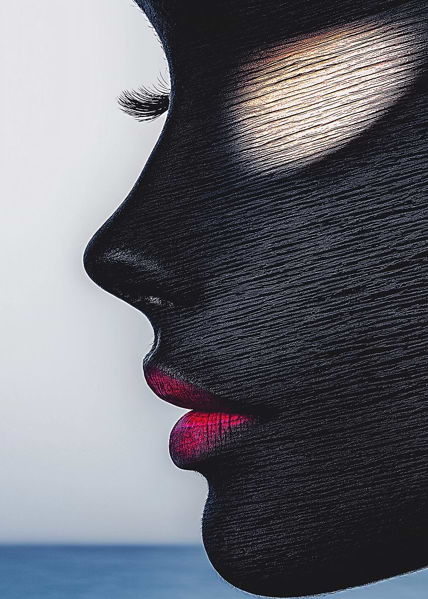 'Black and Red Portrait' Poster, picture, metal print, paint by ...