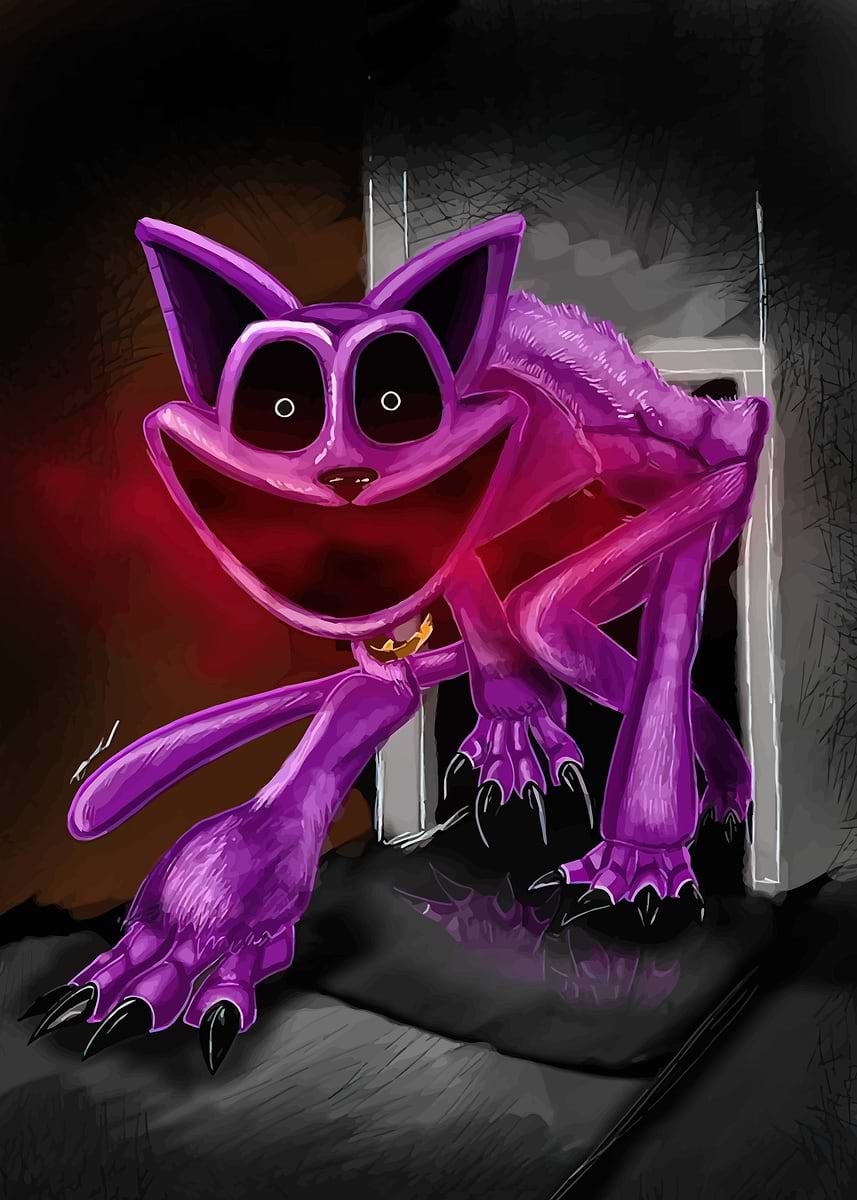 'Creepy Purple Cat' Poster, picture, metal print, paint by Sumber ...