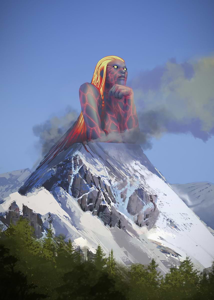'Cherufe, the Volcano Incarnate' Poster, picture, metal print, paint by ...
