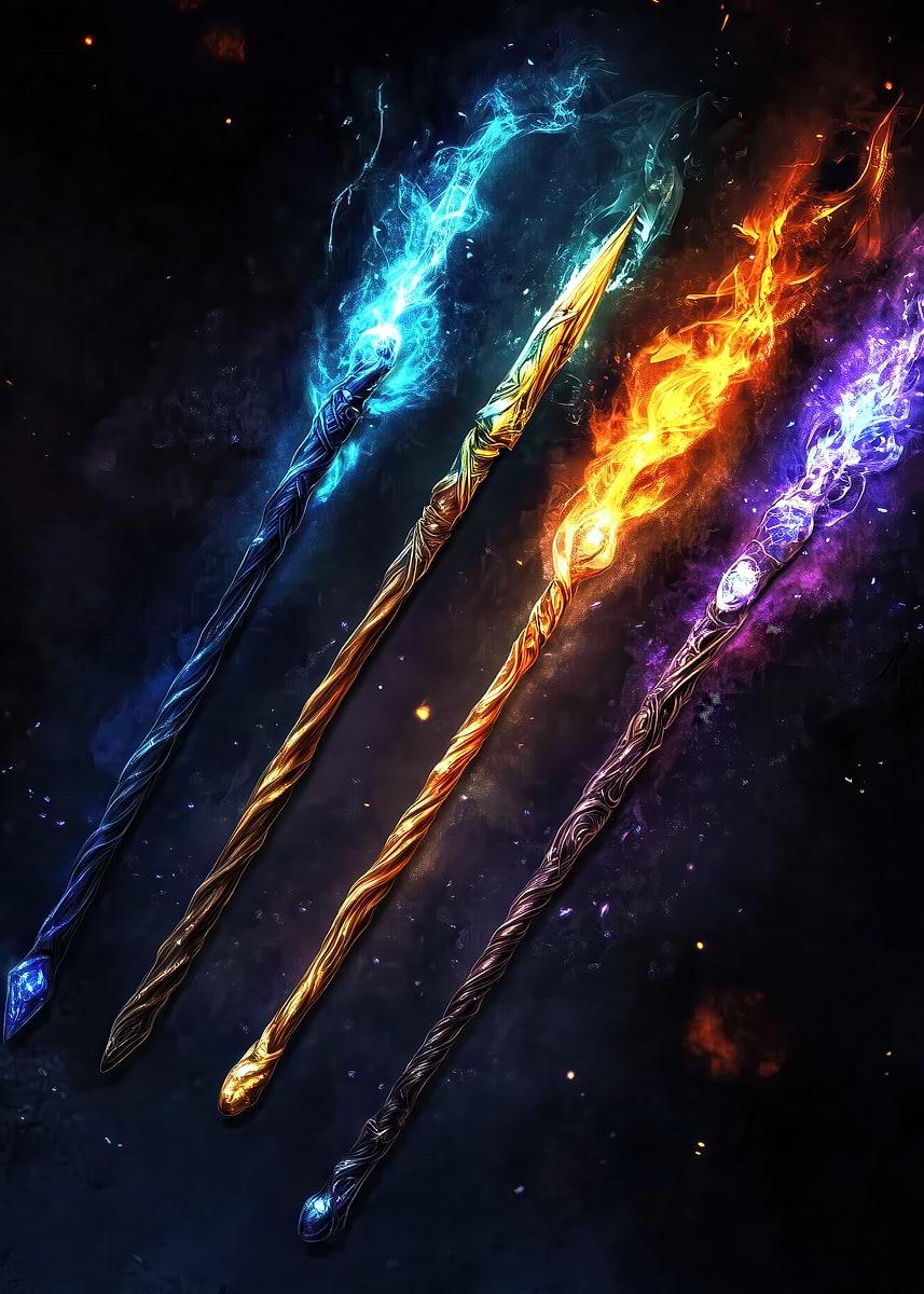 'Elemental Staffs' Poster, picture, metal print, paint by Jumis Art ...