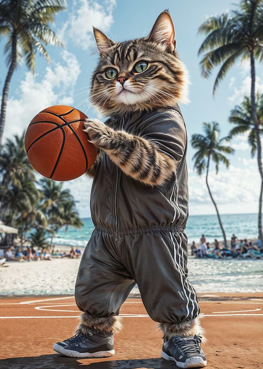'Cat Basketball Player' Poster, picture, metal print, paint by ...