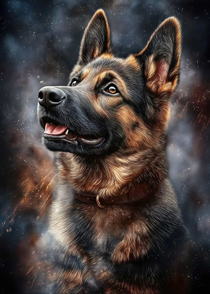 'German Shepherd Portrait' Poster, picture, metal print, paint by ...