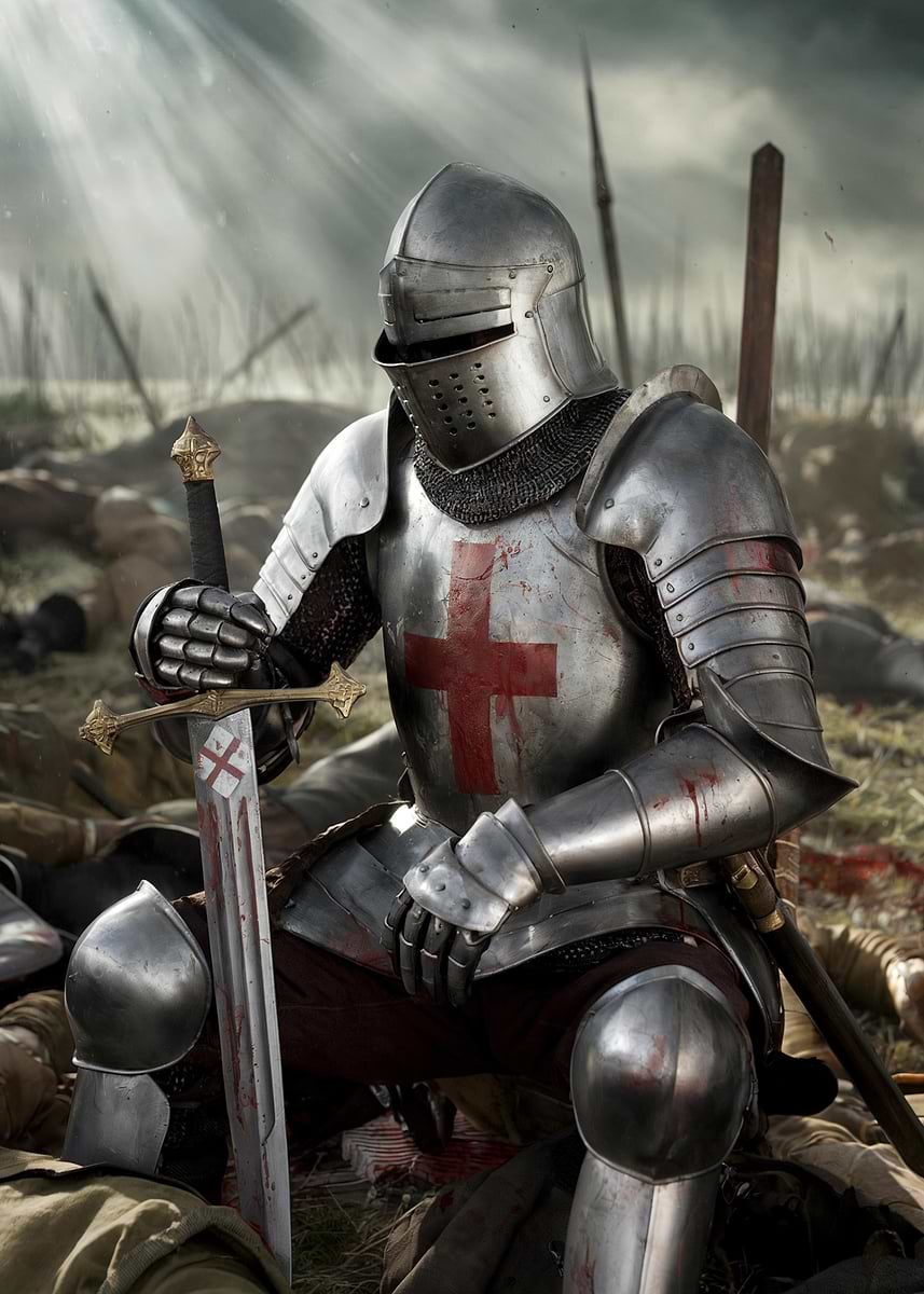 'Crusader Knight in Battle' Poster, picture, metal print, paint by ...