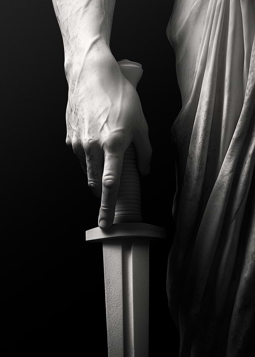 'Marble Hand Holding Sword' Poster, picture, metal print, paint by Vars ...