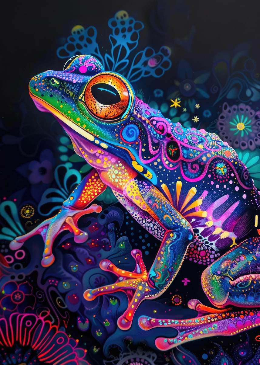 'Psychedelic Frog Art' Poster, picture, metal print, paint by ...