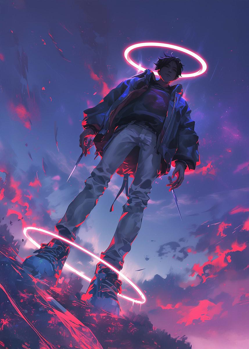 'Anime Boy Full of Scary Aura' Poster, picture, metal print, paint by ...
