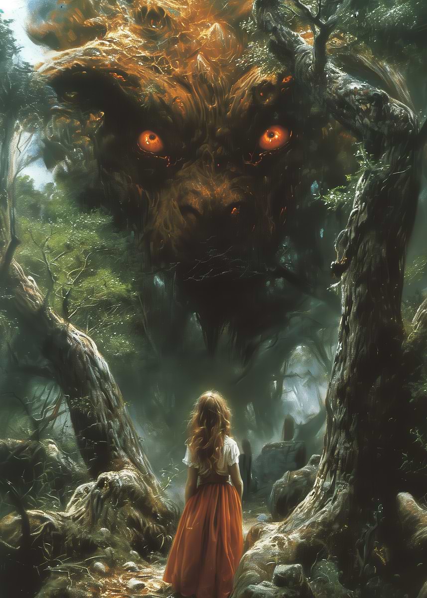 'Forest Monster Encounter' Poster, picture, metal print, paint by ...