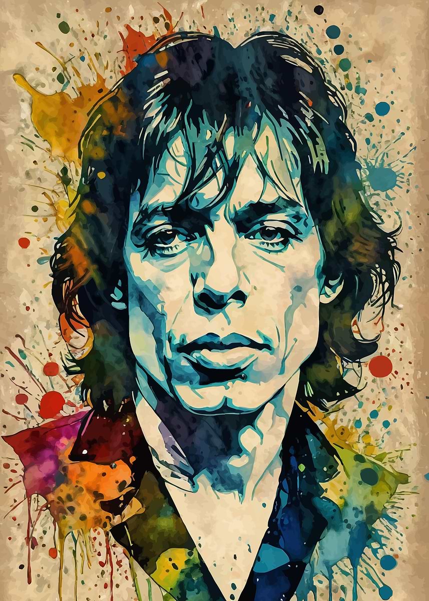 'Michael Philip Jagger Watercolor Portrait' Poster, picture, metal ...