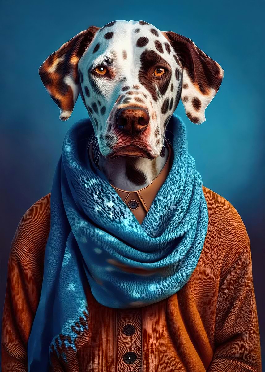 'Dalmatian in a Scarf' Poster, picture, metal print, paint by Ingrid ...