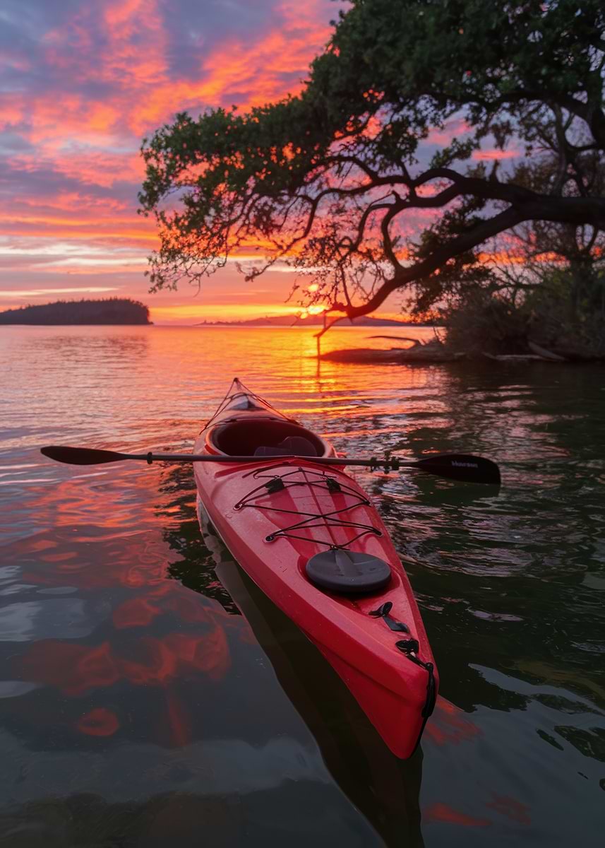 'Kayak at Sunset' Poster, picture, metal print, paint by DecoyDesign ...