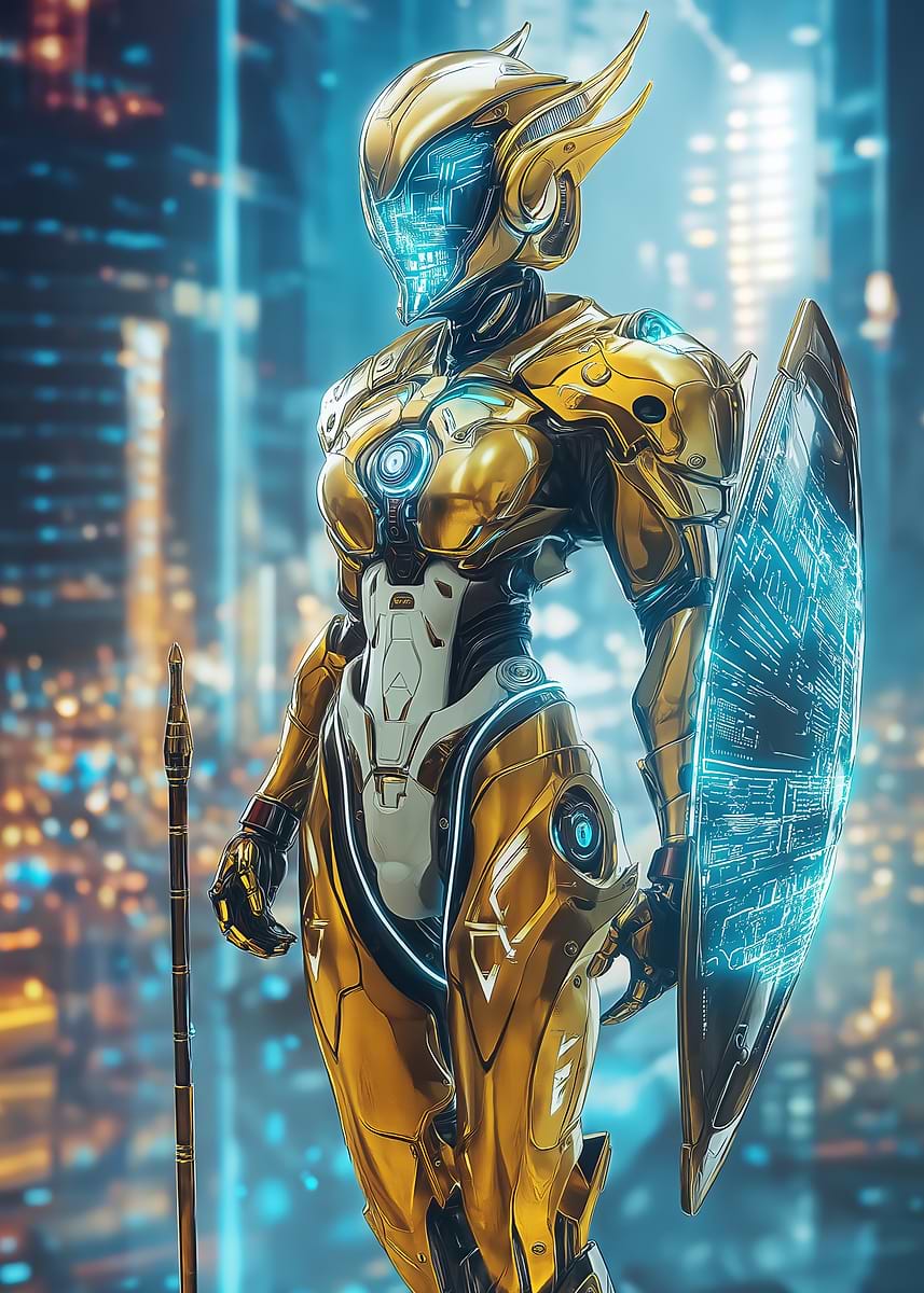 'Athena, the AI War Strategist' Poster, picture, metal print, paint by ...