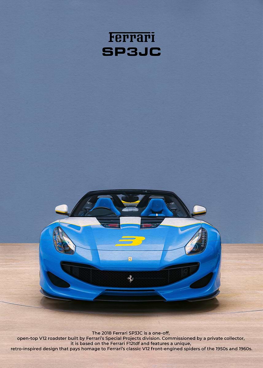 'Ferrari SP3JC Roadster' Poster, picture, metal print, paint by Lee ...
