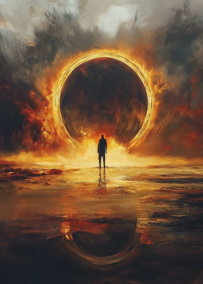 'Silhouette Before Ring of Fire' Poster, picture, metal print, paint by ...