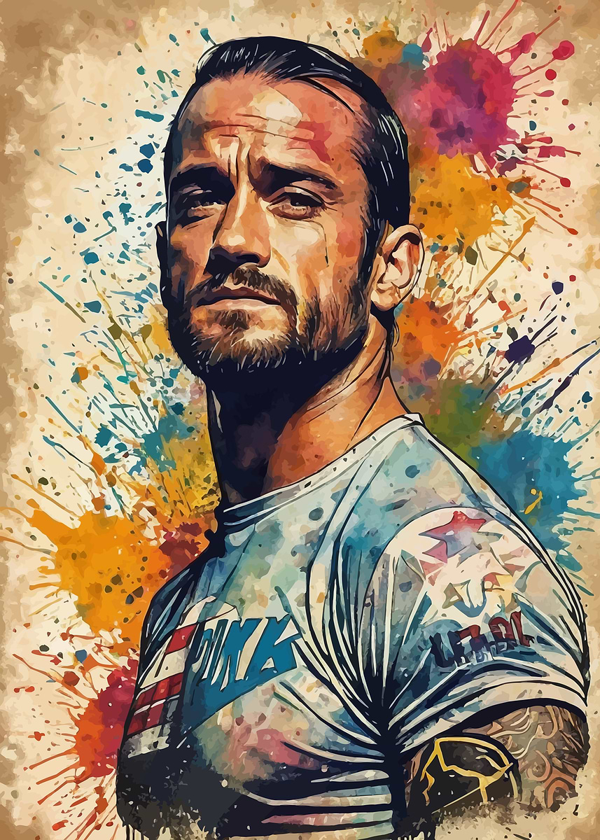 'CM Punk Watercolor Portrait' Poster, picture, metal print, paint by ...