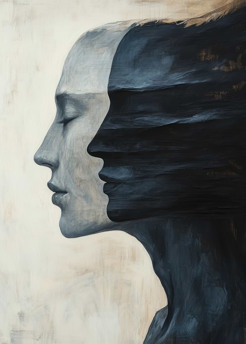 'Two Faces, One Canvas' Poster, picture, metal print, paint by Tesiga ...