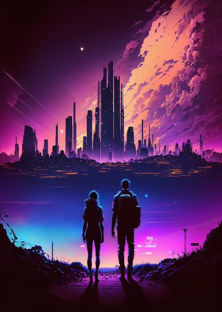 'Cyber Couple Urban Rift' Poster, picture, metal print, paint by Luong ...