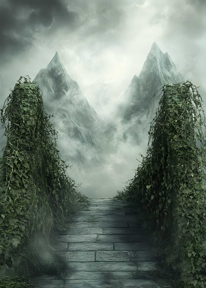 'Surrealism A bridge made of ivy connects two distant' Poster, picture ...