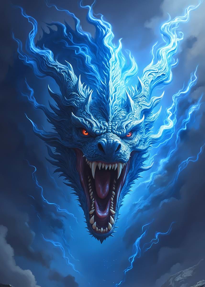 'Blue Dragon' Poster, picture, metal print, paint by Giuseppe Cammino | Displate