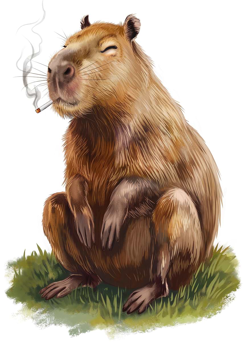 'Capybara Smoking' Poster, picture, metal print, paint by Aisavart ...