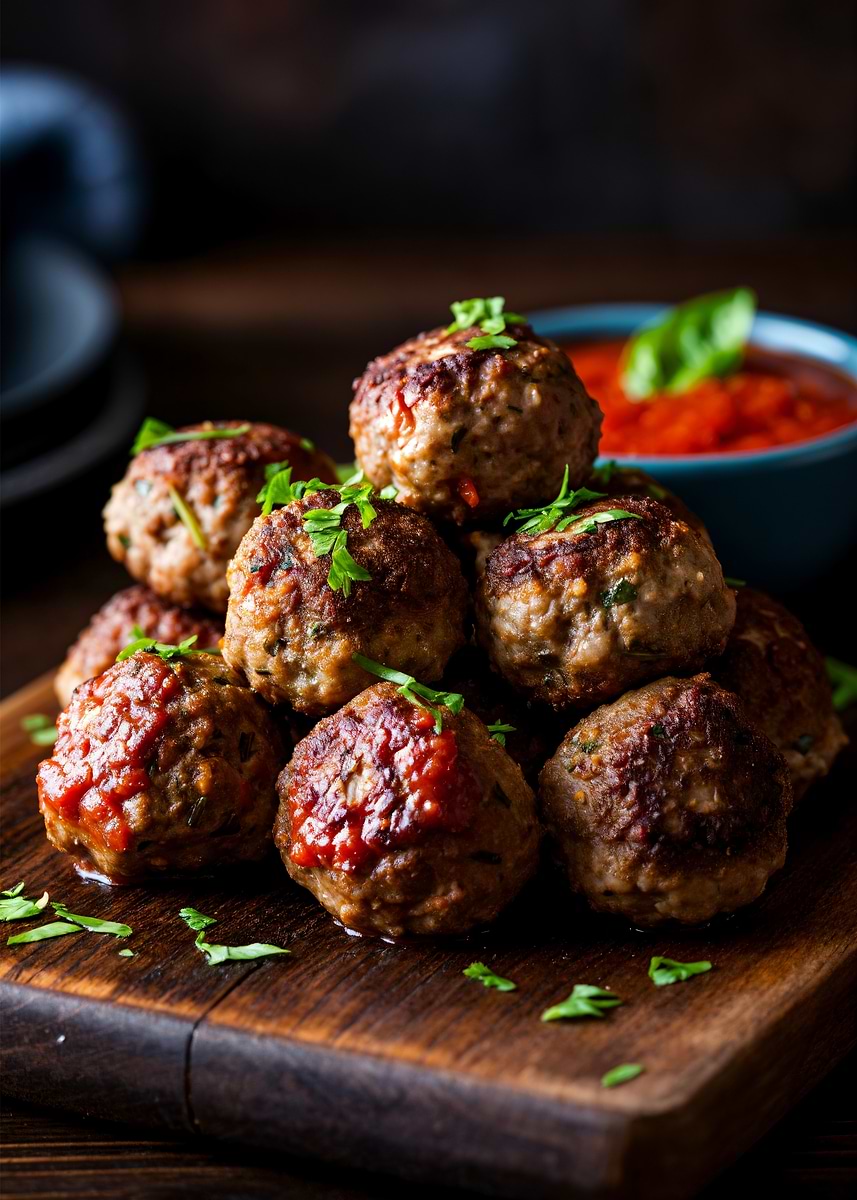 'Meatballs with Sauce' Poster, picture, metal print, paint by ...