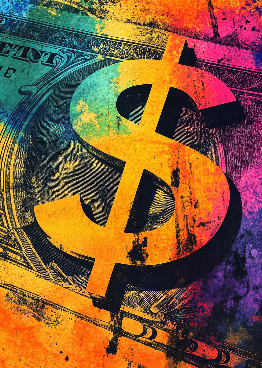 'Dollar Sign Abstract Art' Poster, picture, metal print, paint by ...