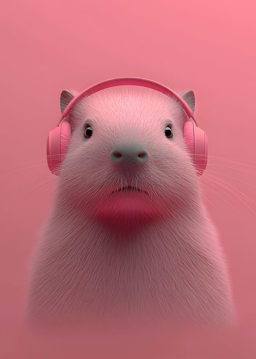 'Pink Cute Capybara' Poster, picture, metal print, paint by Chromapix ...