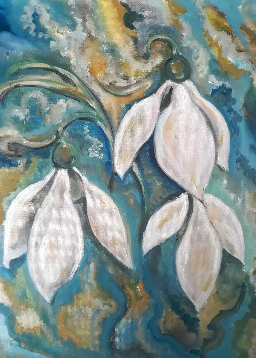 'Snowdrops Painting' Poster, picture, metal print, paint by Edy Art ...