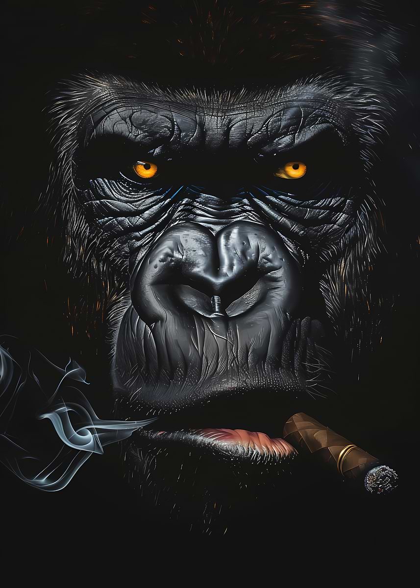 'Gorilla Smoking Cigar' Poster, picture, metal print, paint by K3xiao ...