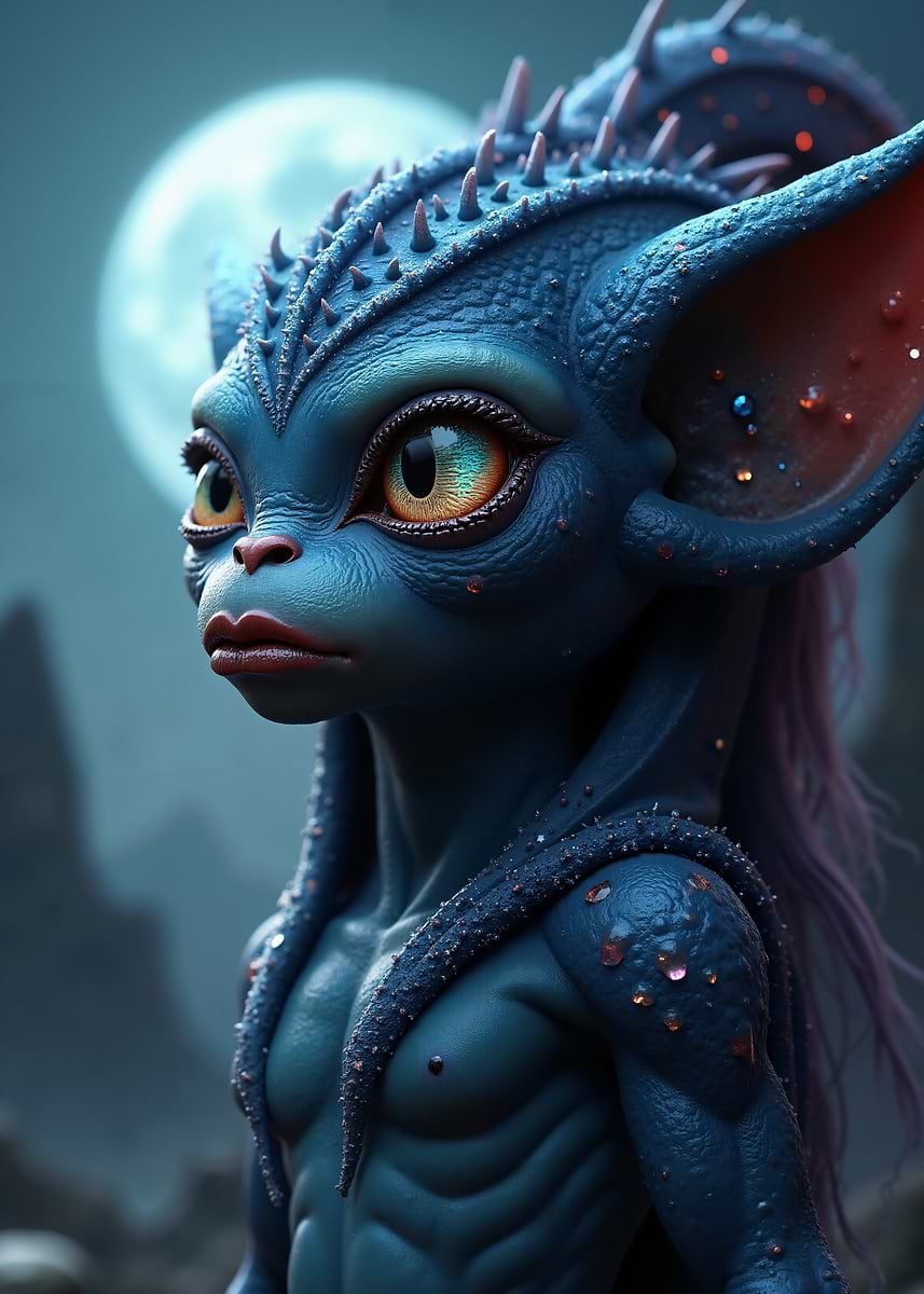 'Blue Alien Creature' Poster, picture, metal print, paint by Unique ...