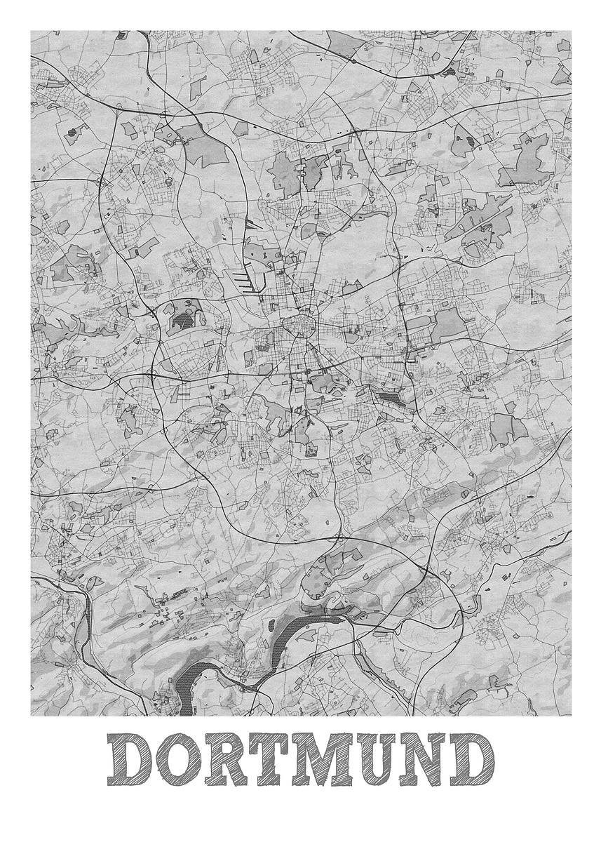 'Dortmund City Map' Poster, picture, metal print, paint by ...