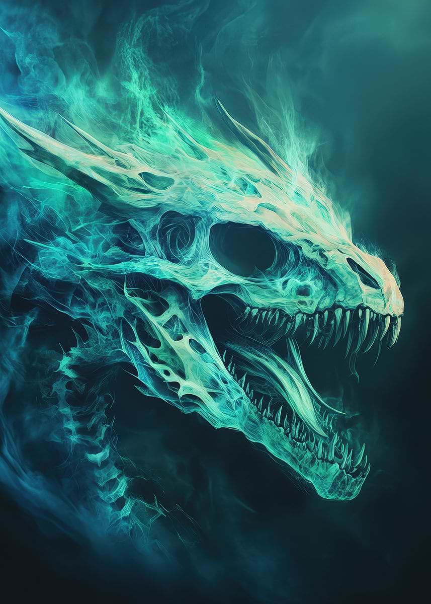 'Spectral Dragon Skull' Poster, picture, metal print, paint by GLITCHED ...
