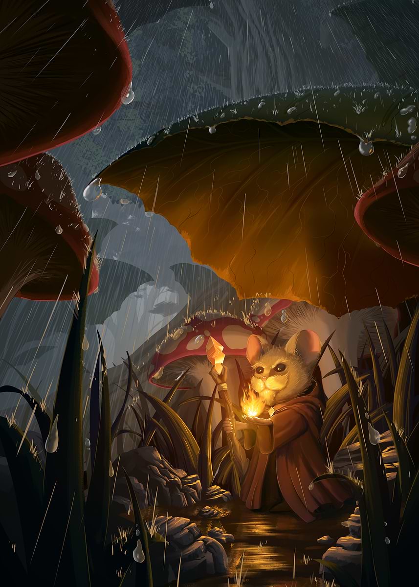 'Mouse Mage Practices Fire' Poster, picture, metal print, paint by ...