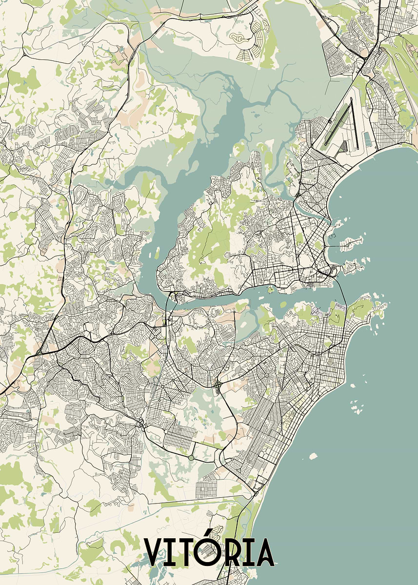 'Vitoria City Map' Poster, picture, metal print, paint by Sam Kal ...